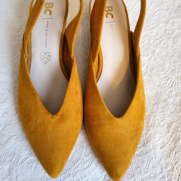 BC Footwear | Shoes | Bc Shoes Mustard Yellow Suede Slingback 75 | Poshmark
